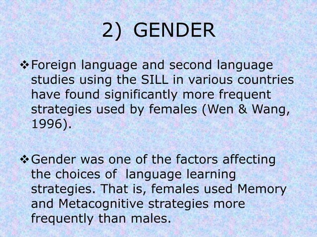 Five factors affecting language learning strategies | PPT
