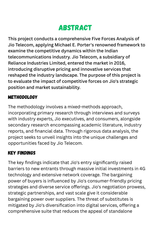 Five Forces Analysis using Michael E. Porter's Framework A Case Study ...