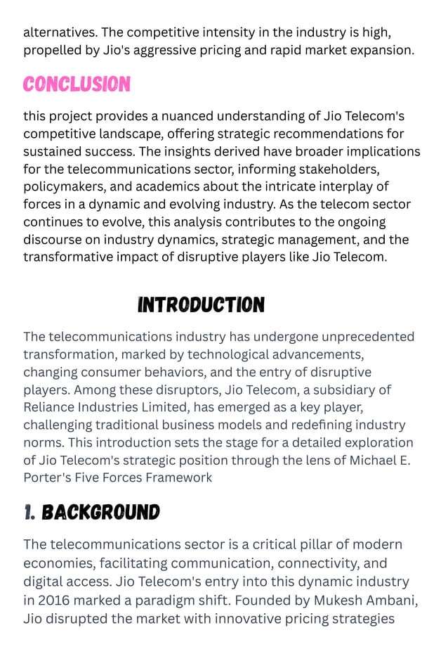 Five Forces Analysis using Michael E. Porter's Framework A Case Study of Jio Telecom (7).pdf ...