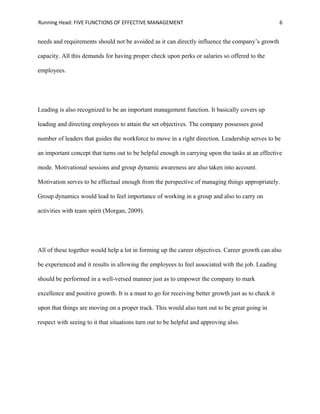 Five functions of effective management | PDF