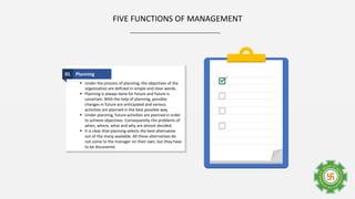 Five functions of management | PPTX