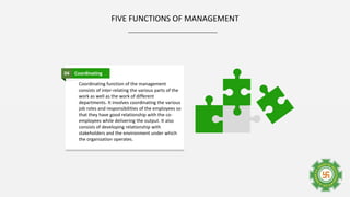 Five functions of management | PPTX