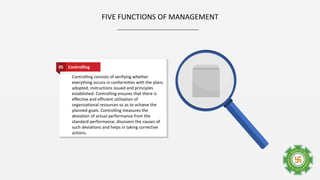 Five functions of management | PPTX