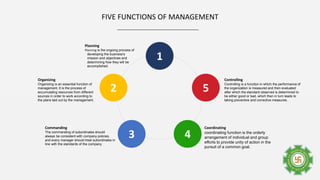 Five functions of management | PPTX