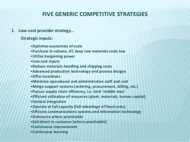 Five generic competitive strategies