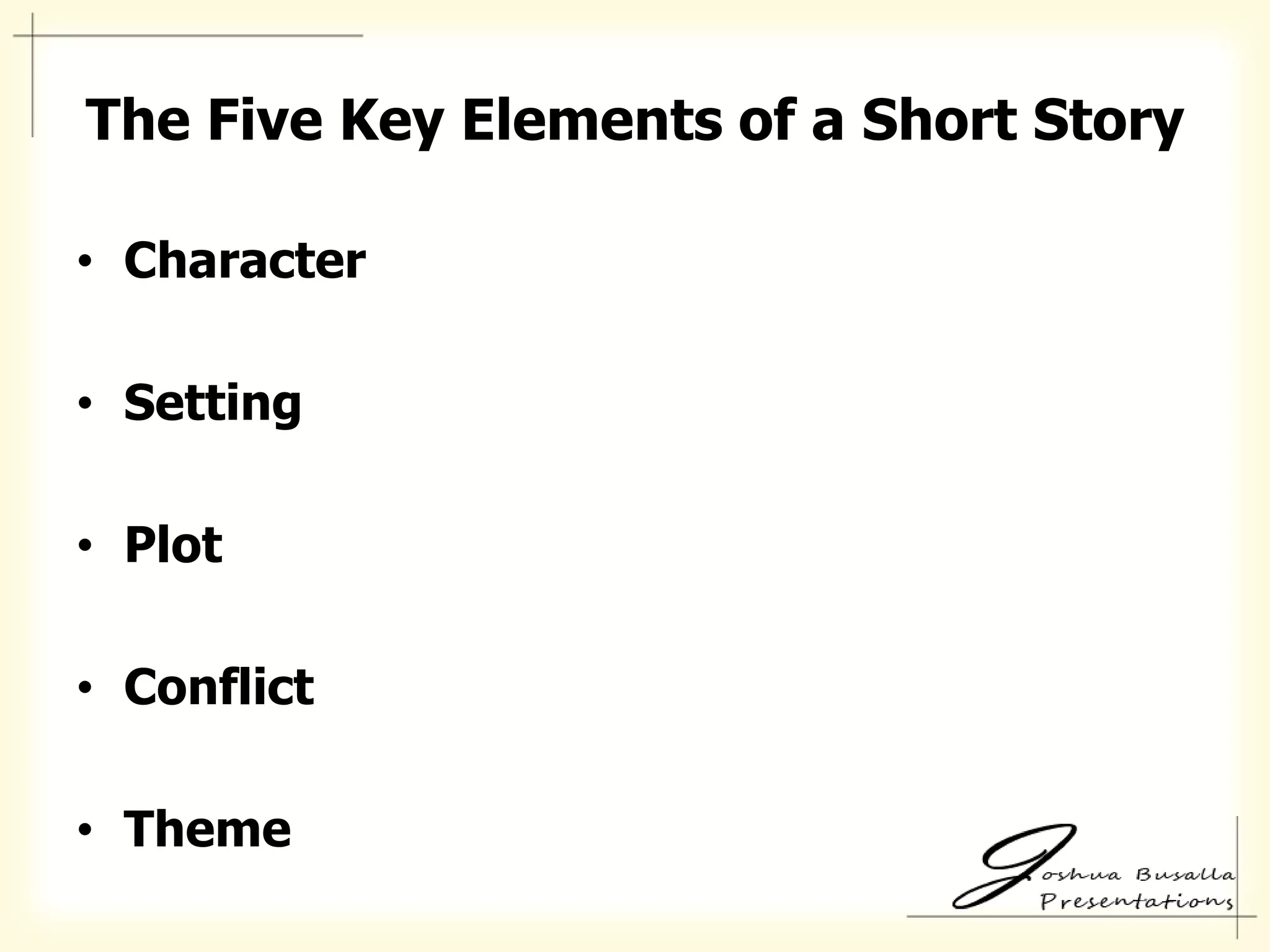 Five important elements of a short story | PPT