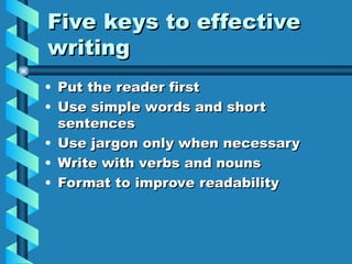 Mastering the Art of Writing: Five Keys to Effective Communication | PPT