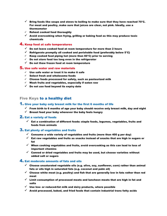Five keys to safer food | PDF | Cooking | Food & Drink