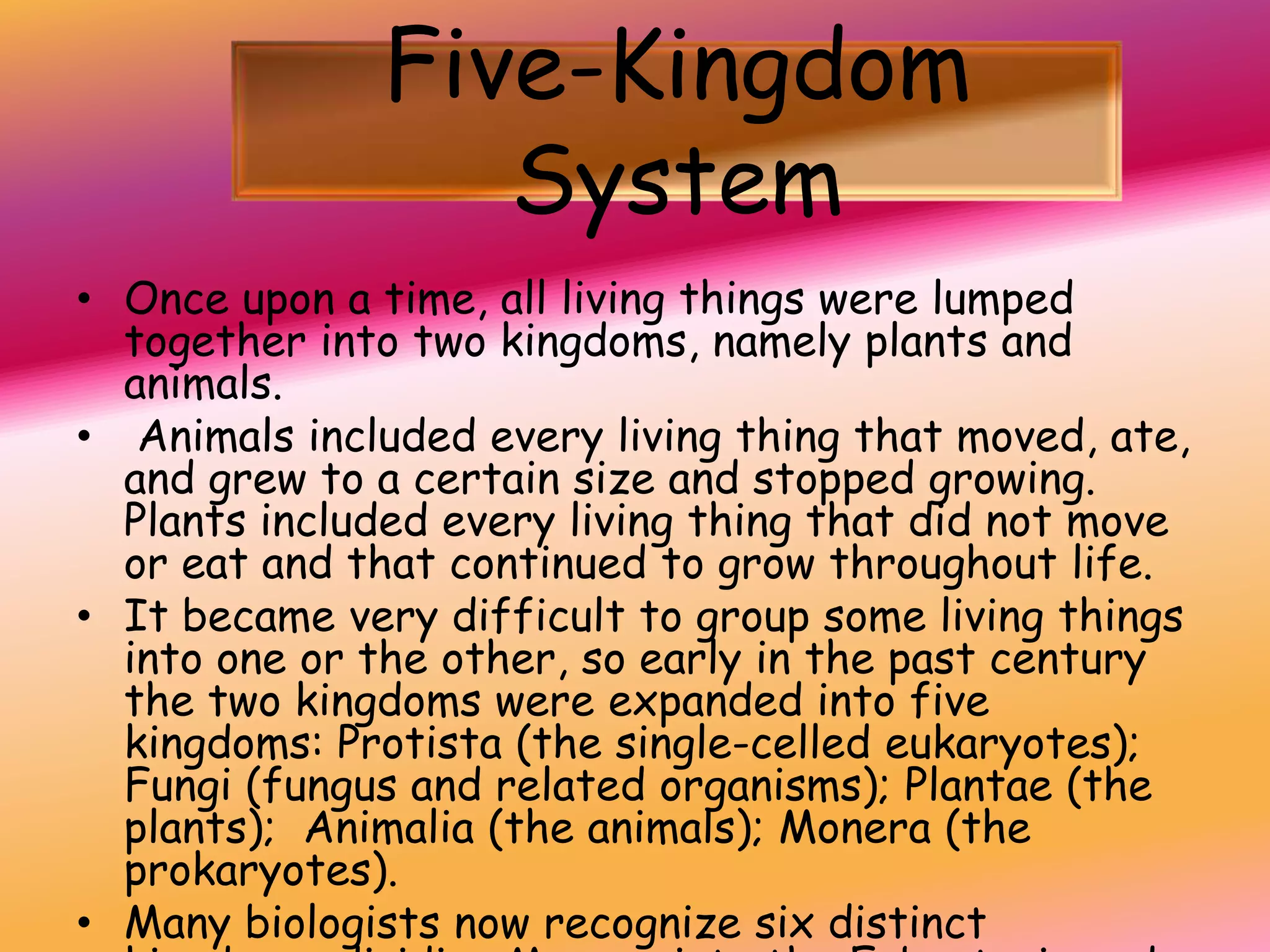 Five Kingdom Classification System Ppt