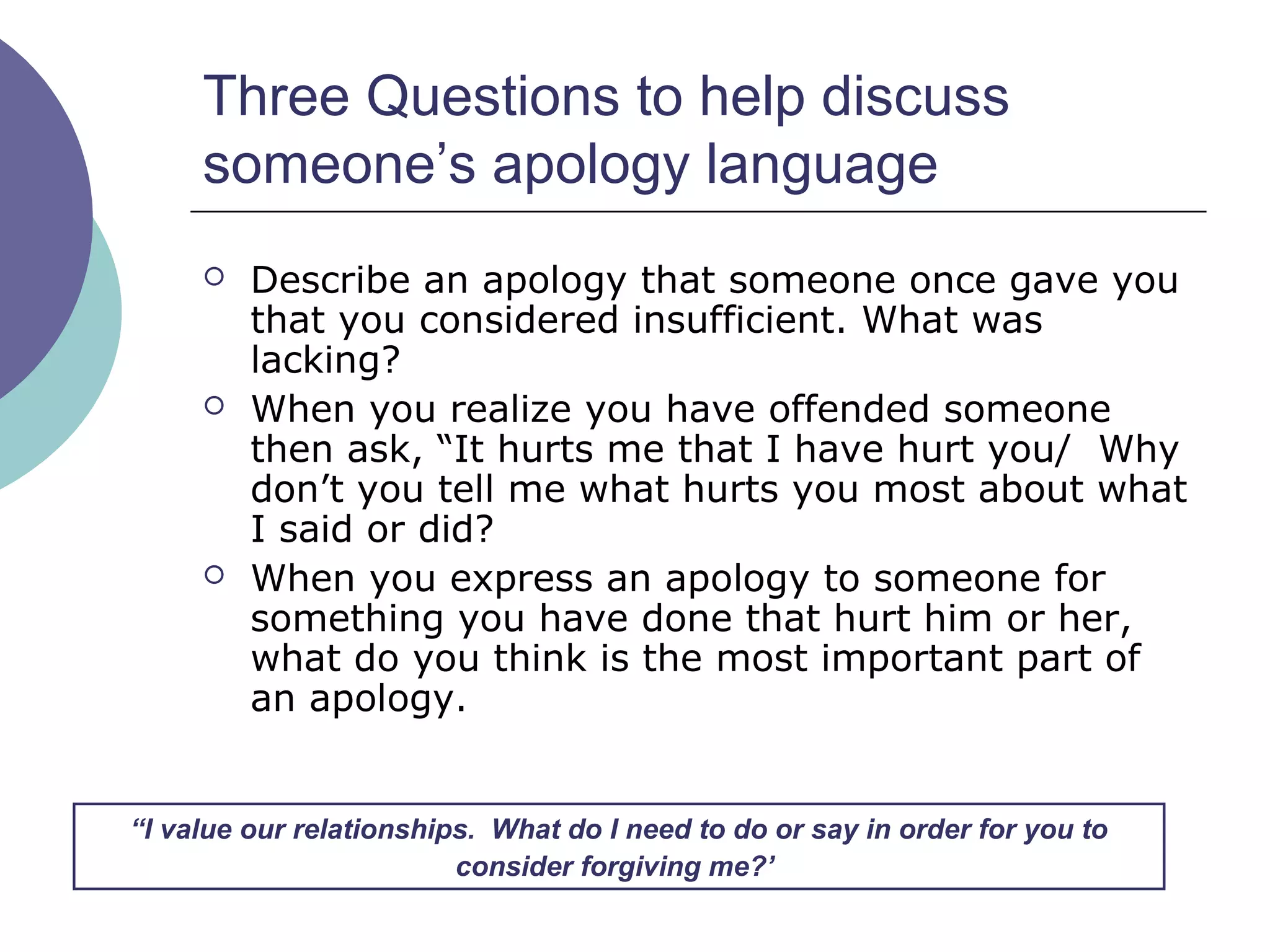 Five Languages Of Apology | PPT