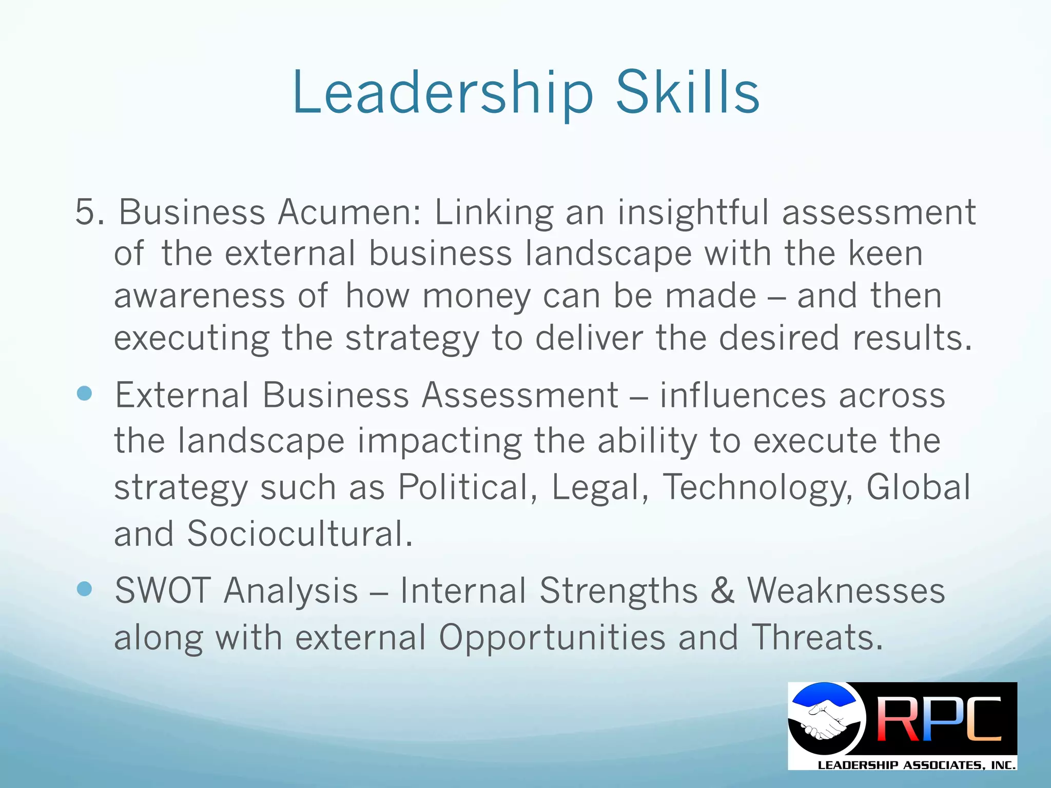 Five Leadership Skills For Small Business Leaders | PDF