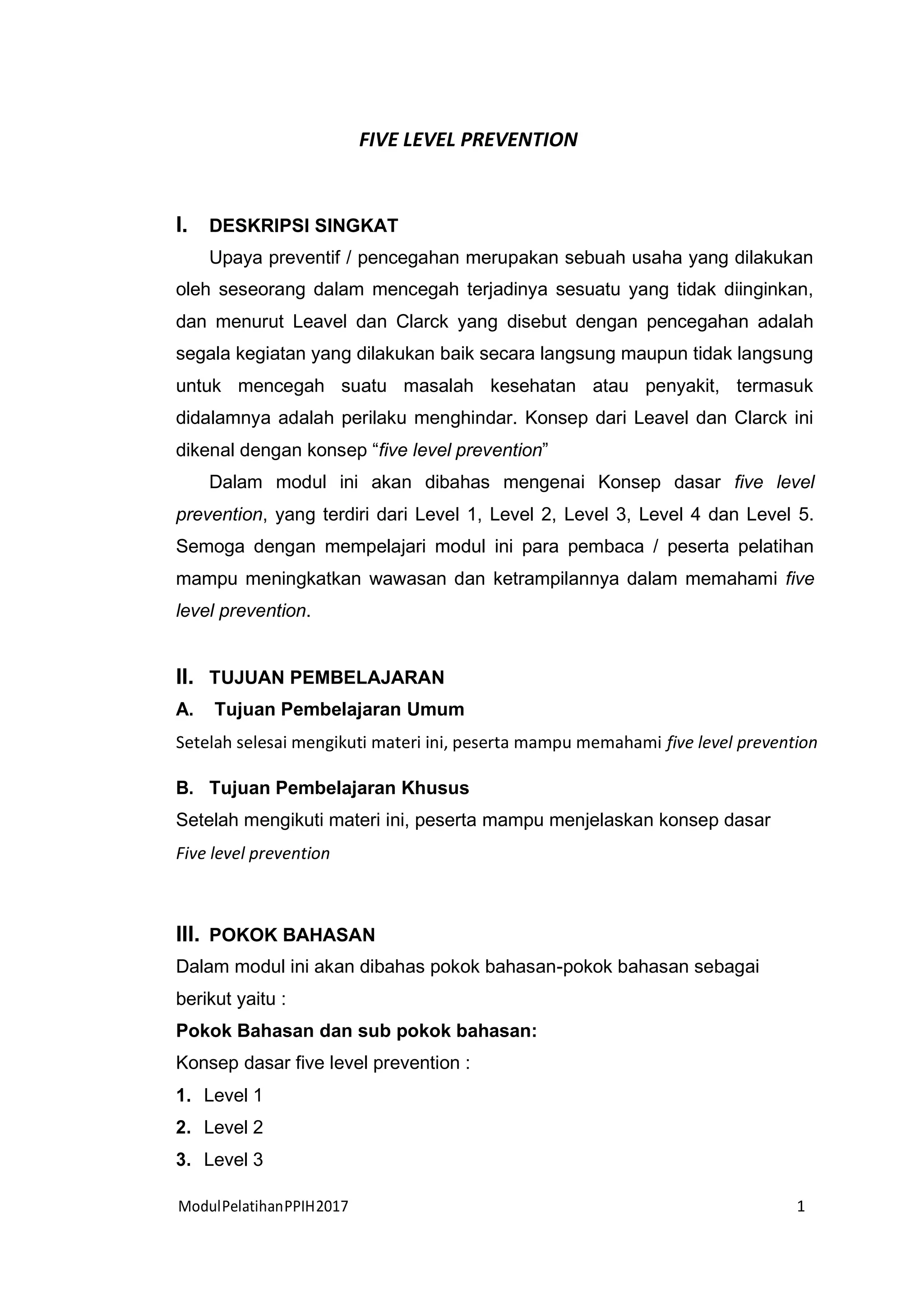 Five level prevention | PDF