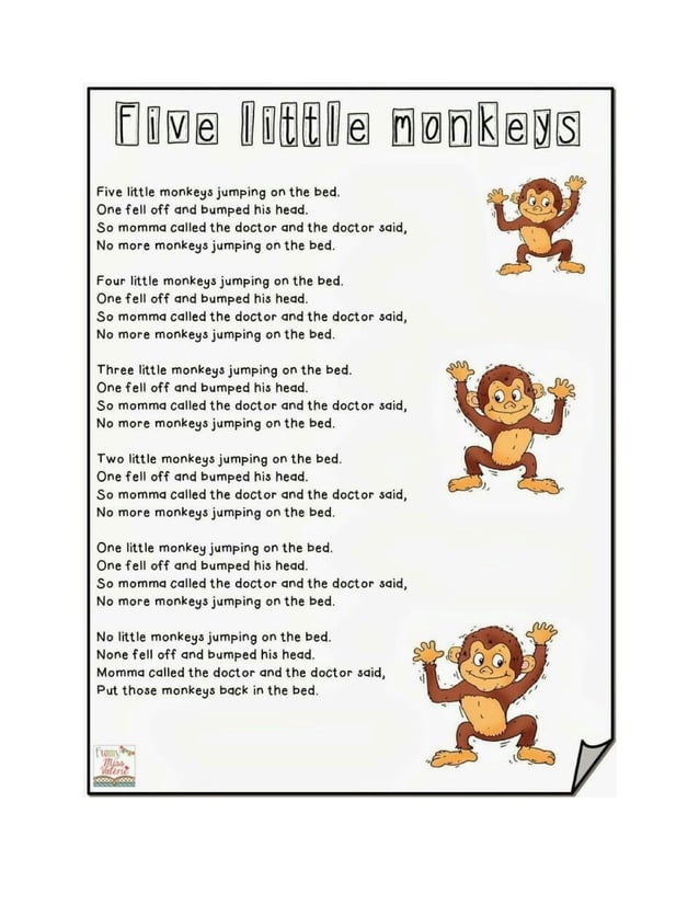 five little monkey jump the bed for kids .docx