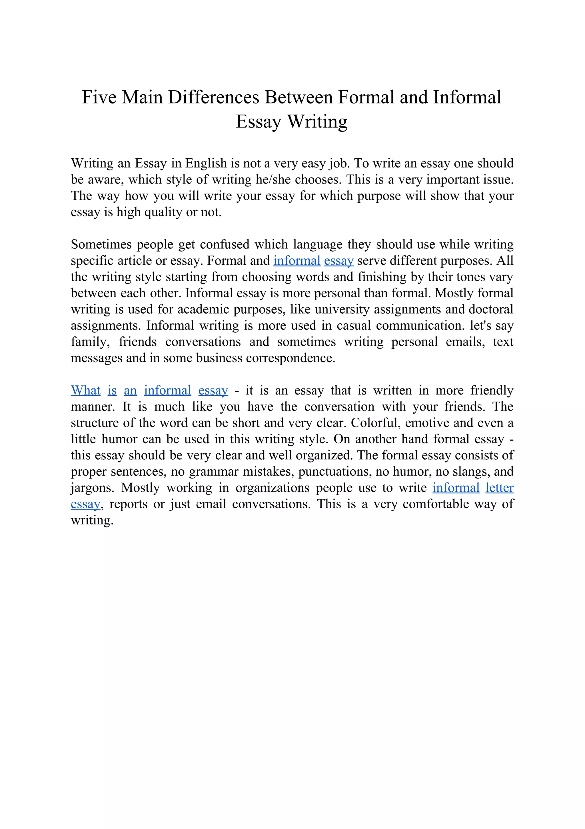 5 Main Differences Between Formal And Informal Writing | PDF