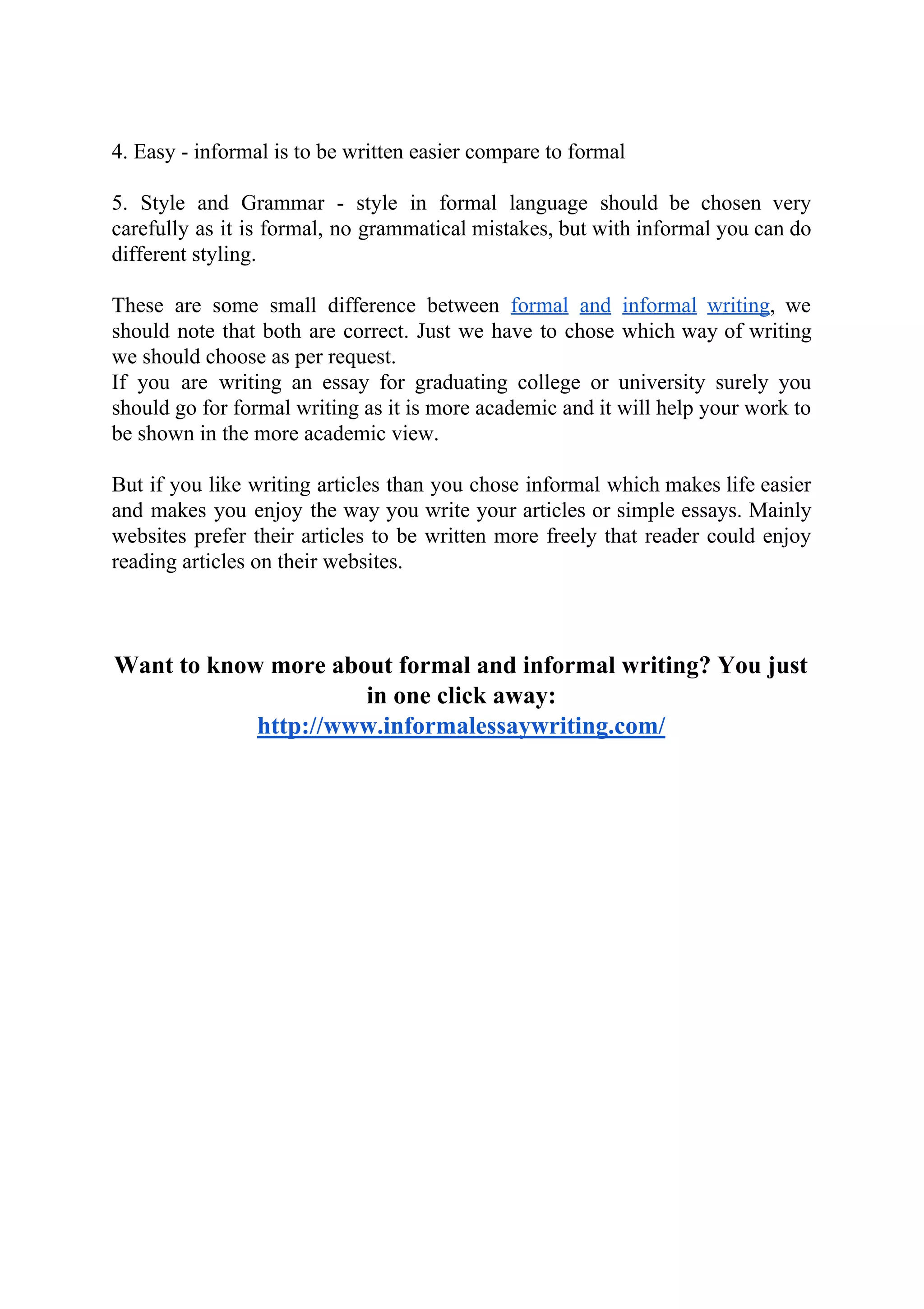 5 Main Differences Between Formal And Informal Writing | PDF