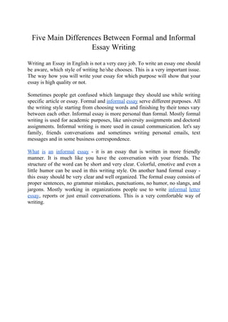 5 Main Differences Between Formal And Informal Writing | PDF