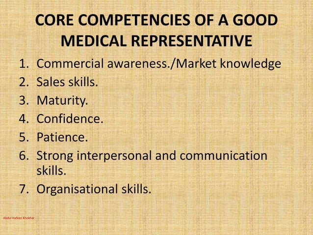 Core Competenceis of good Medical Rep | PPTX