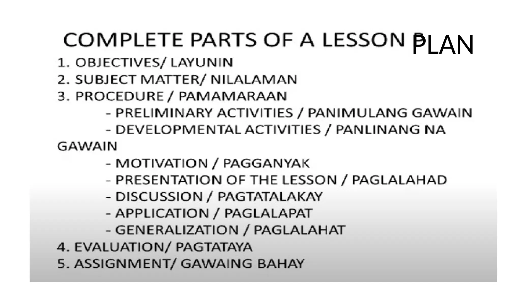 FIVE MAJOR PARTS OF A TRADITIONAL LESSON PLAN,,ELSIE.pptx