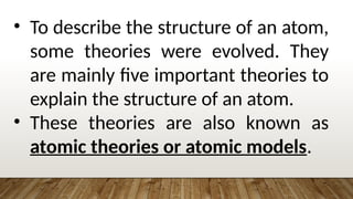 Five Models of Atom with examples and diagrams.pptx