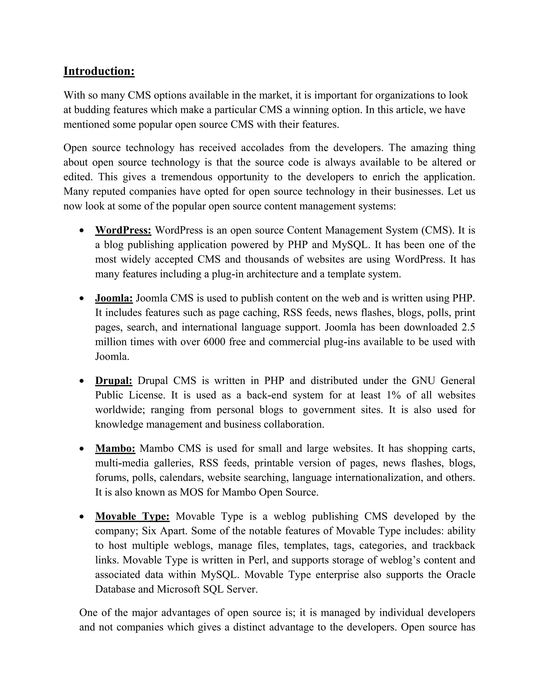 5 Most Popular Open Source Content Management Systems | DOCX