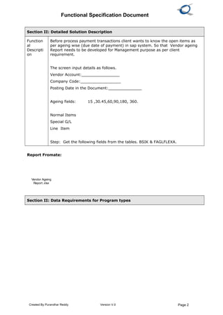 Fi vendor ageing functional spec. | DOC