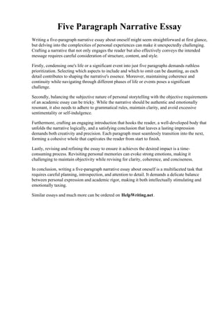 Five Paragraph Narrative Essay. Fast Profit | PDF