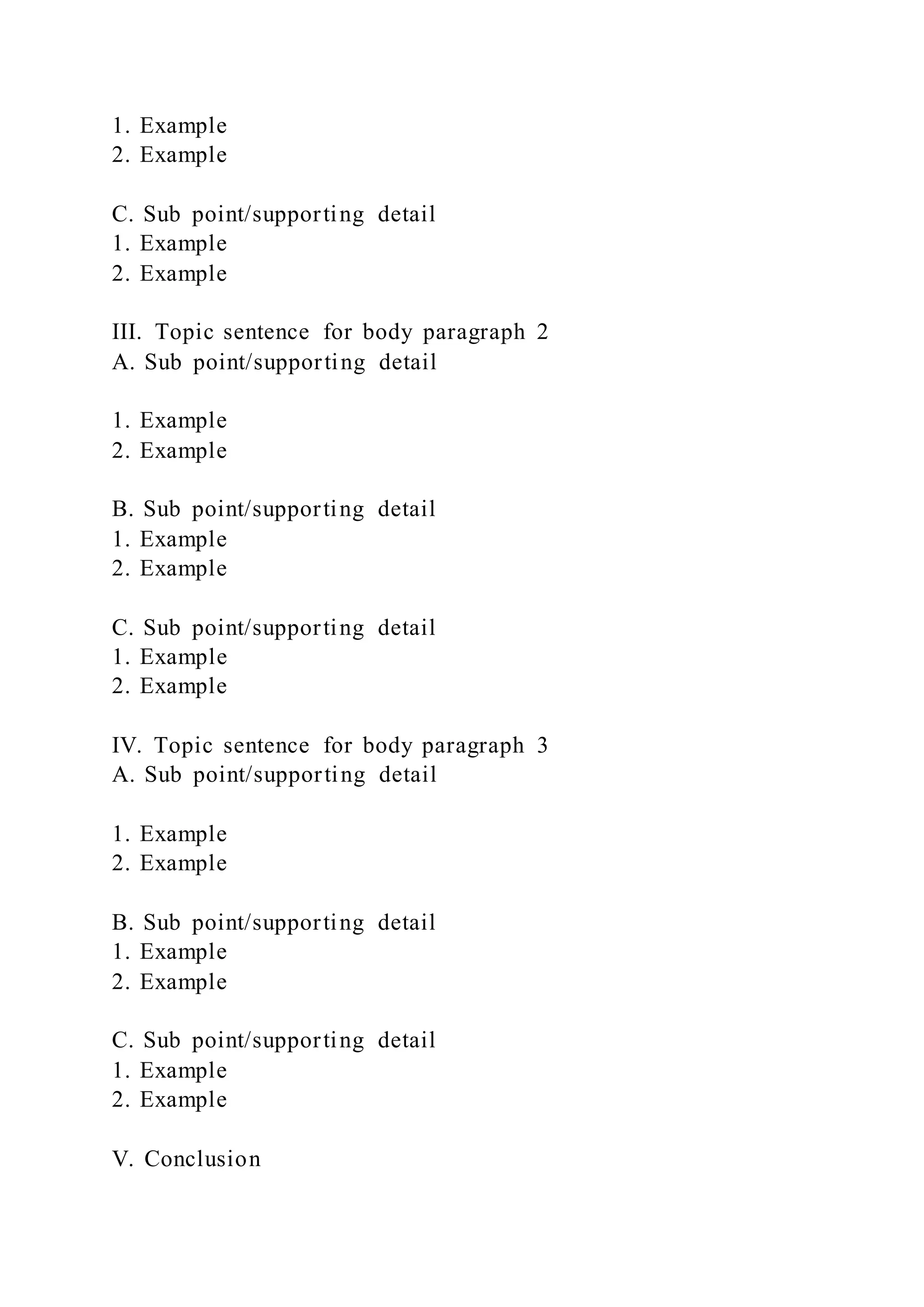 Five Paragraph Outline A classic composition format is | PDF