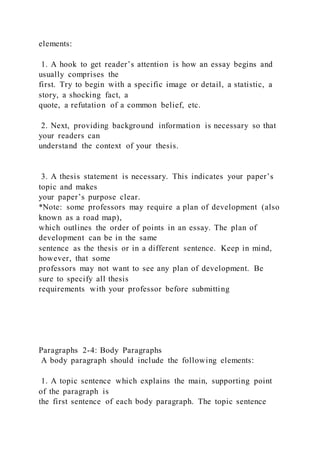 Five Paragraph Outline A classic composition format is | PDF