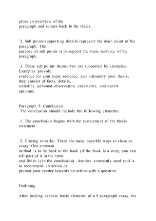 Five Paragraph Outline A classic composition format is | PDF