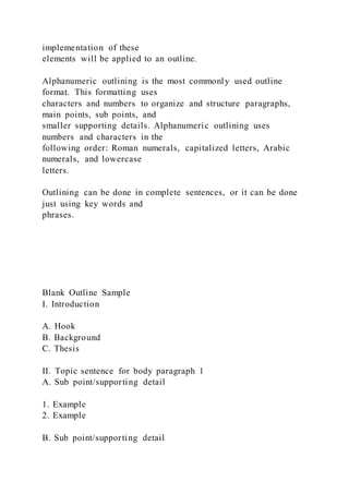 Five Paragraph Outline A classic composition format is | PDF