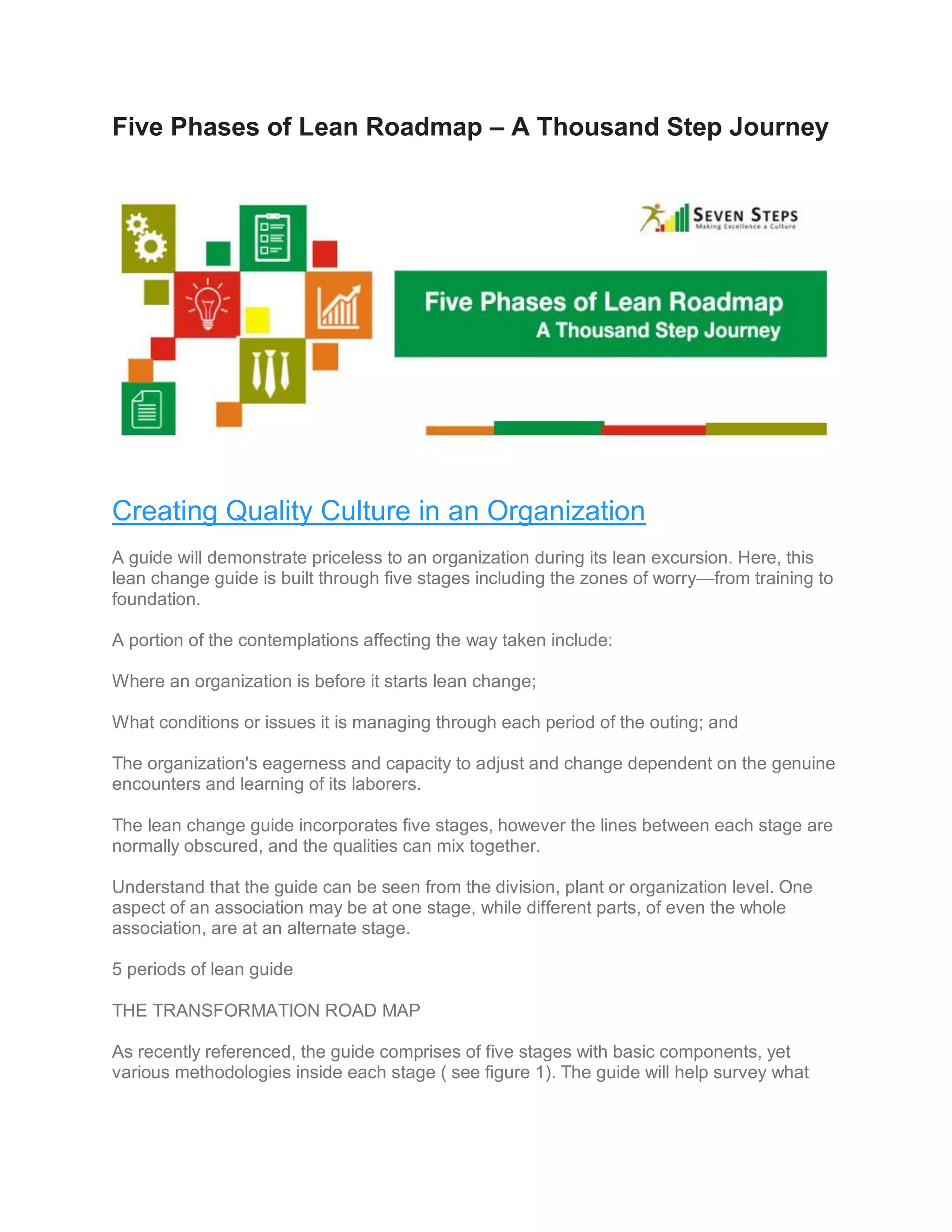 Five phases of lean roadmap | PDF