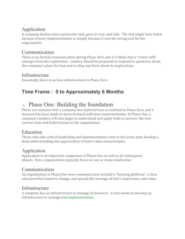 Five phases of lean roadmap | PDF