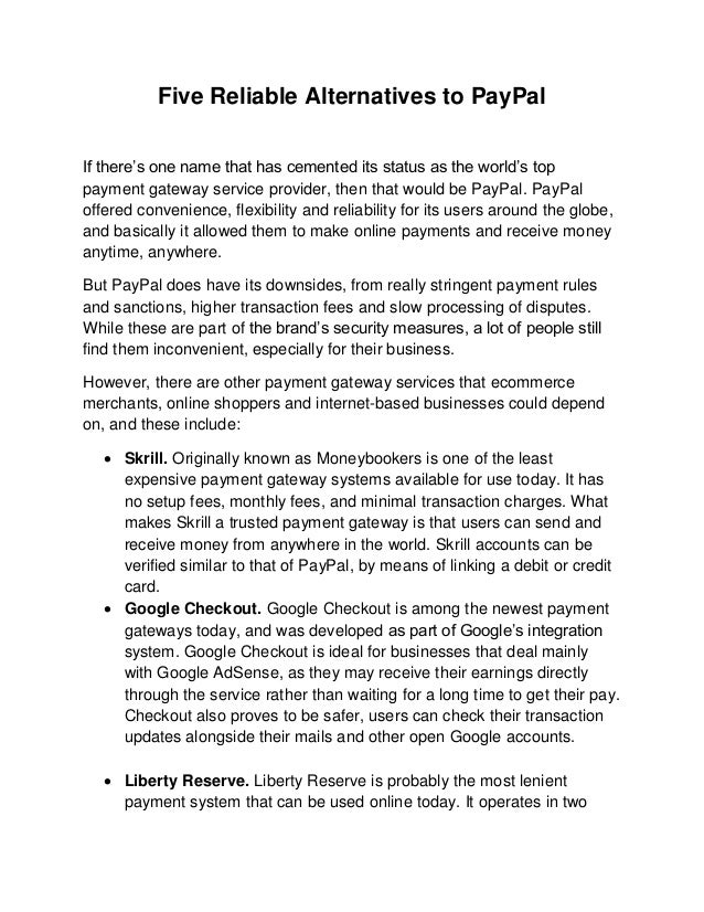 Five Reliable Alternatives To PayPal five-reliable-alternatives-to-paypal