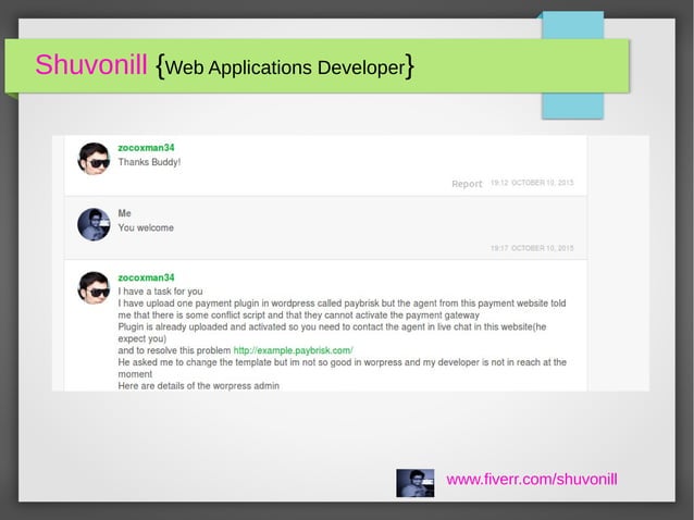 My work history and feedback (Shuvonill Web Applications Developer) | PPT