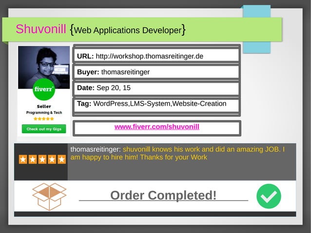 My work history and feedback (Shuvonill Web Applications Developer) | PPT