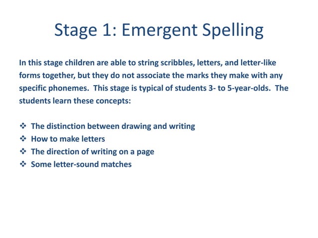 Five Stages Of Spelling Development | PPTX