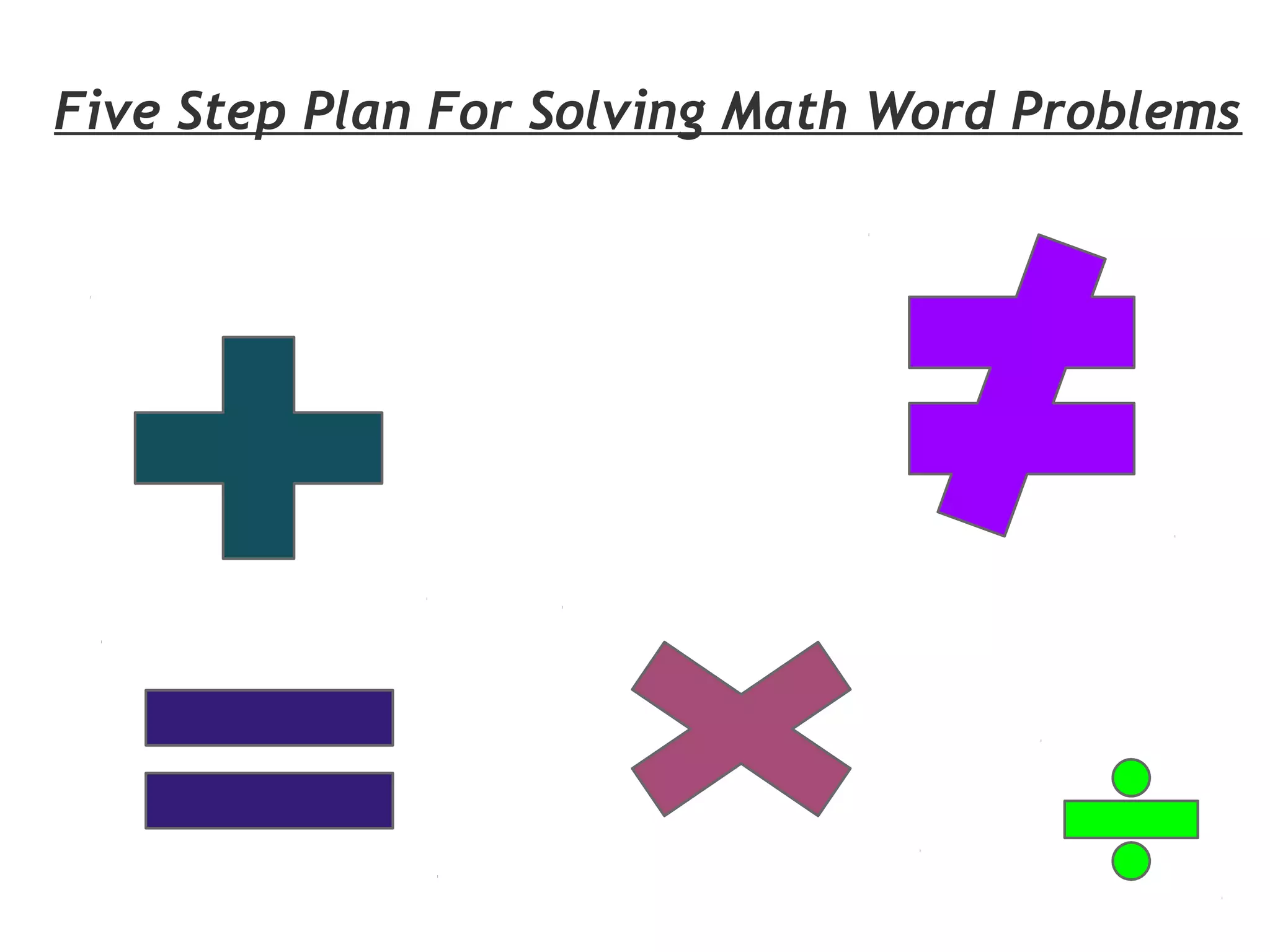 Five step plan for solving math word problems | PPT