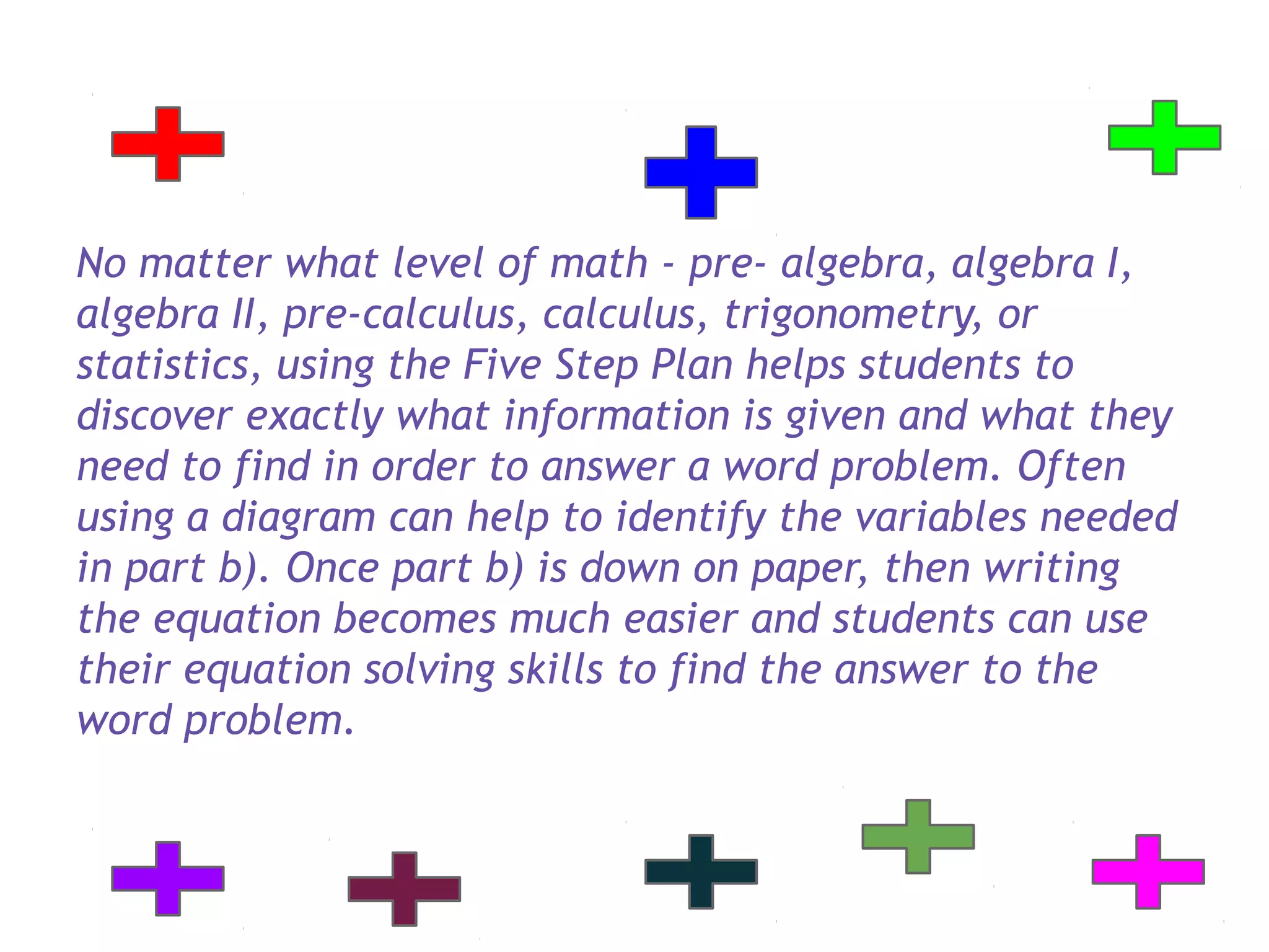 Five step plan for solving math word problems | PPT