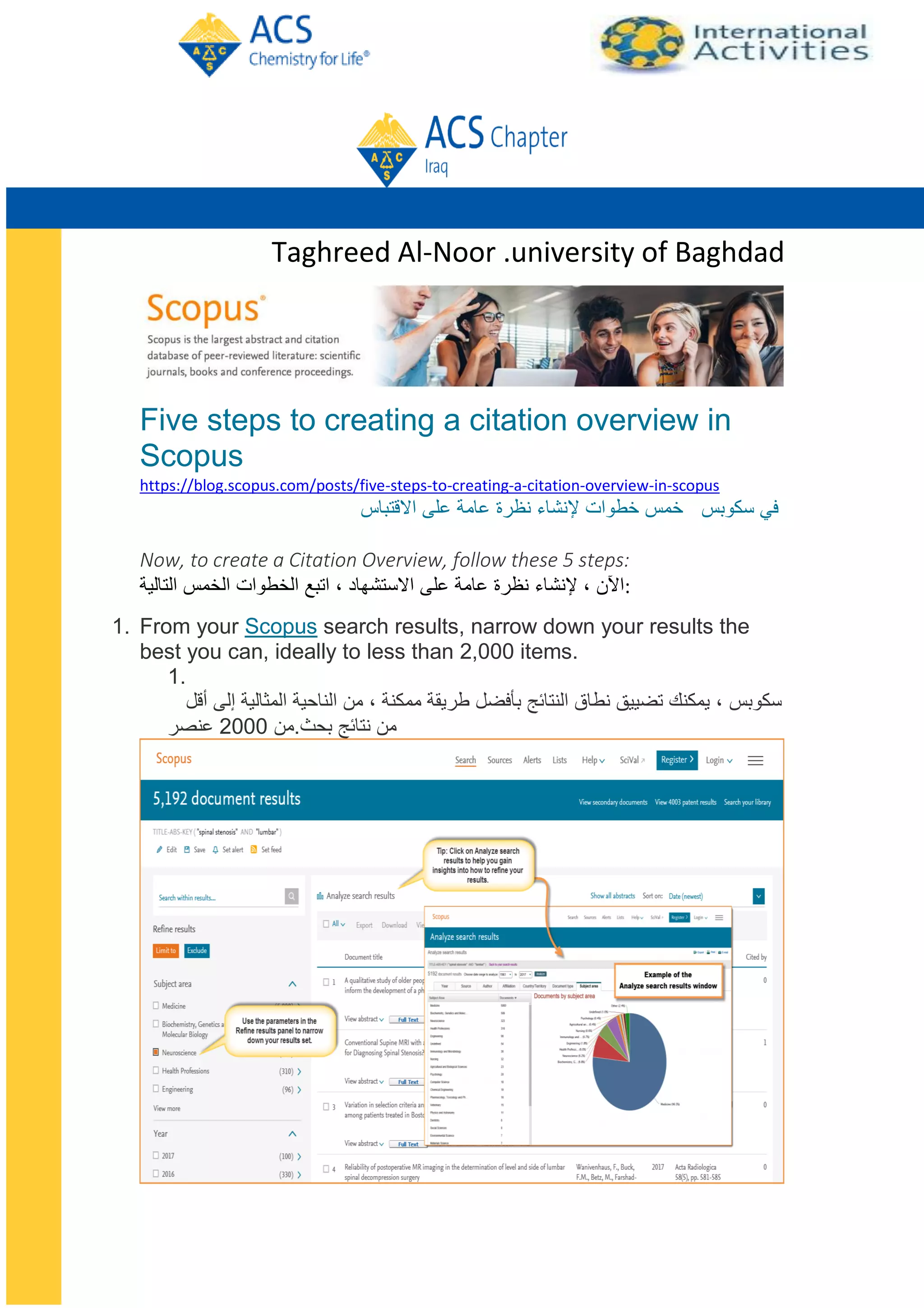 Five steps to creating a citation overview in scopus, Taghreed Al-Noor ...