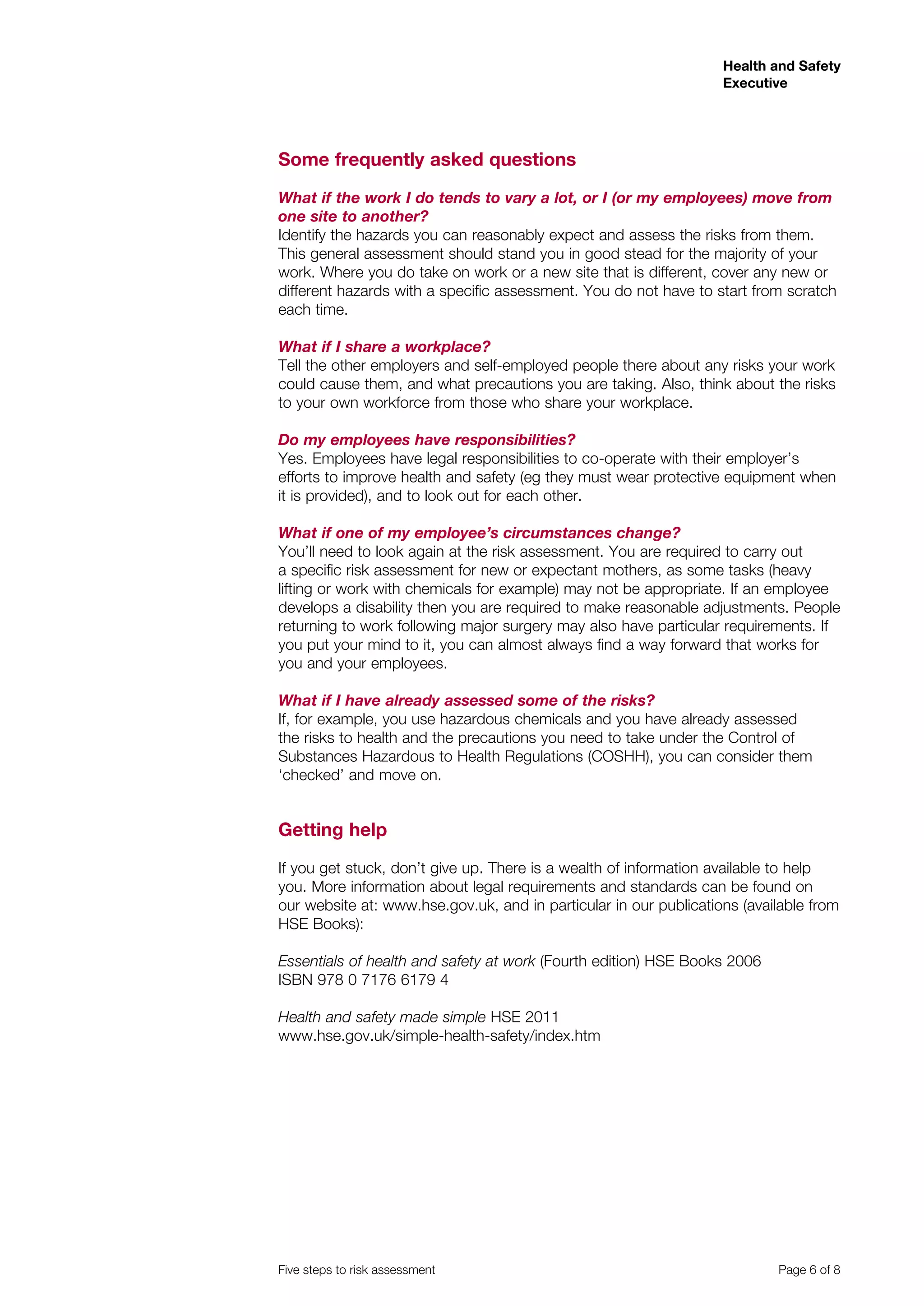 Five steps to risk assessment | PDF