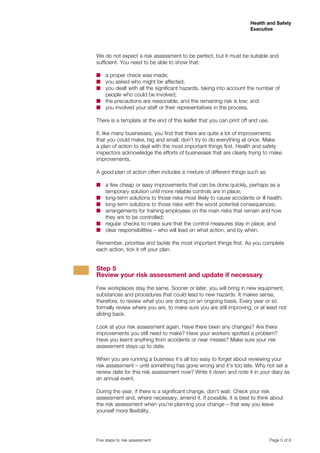 Five steps to risk assessment | PDF
