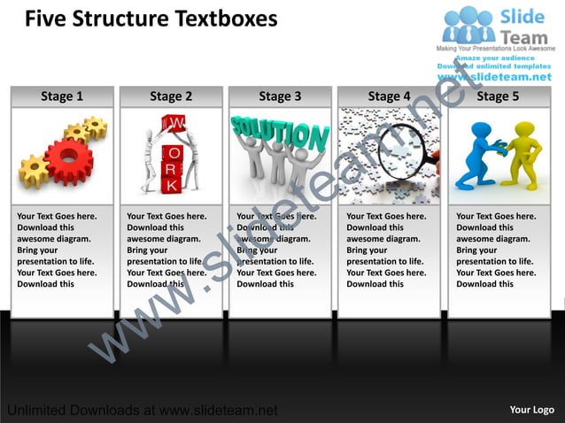Five structure textboxes powerpoint diagrame templates 0712 | PDF ...