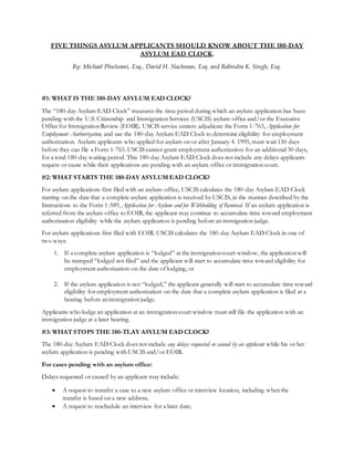 FIVE THINGS ASYLUM APPLICANTS SHOULD KNOW ABOUT THE 180-DAY ASYLUM EAD ...