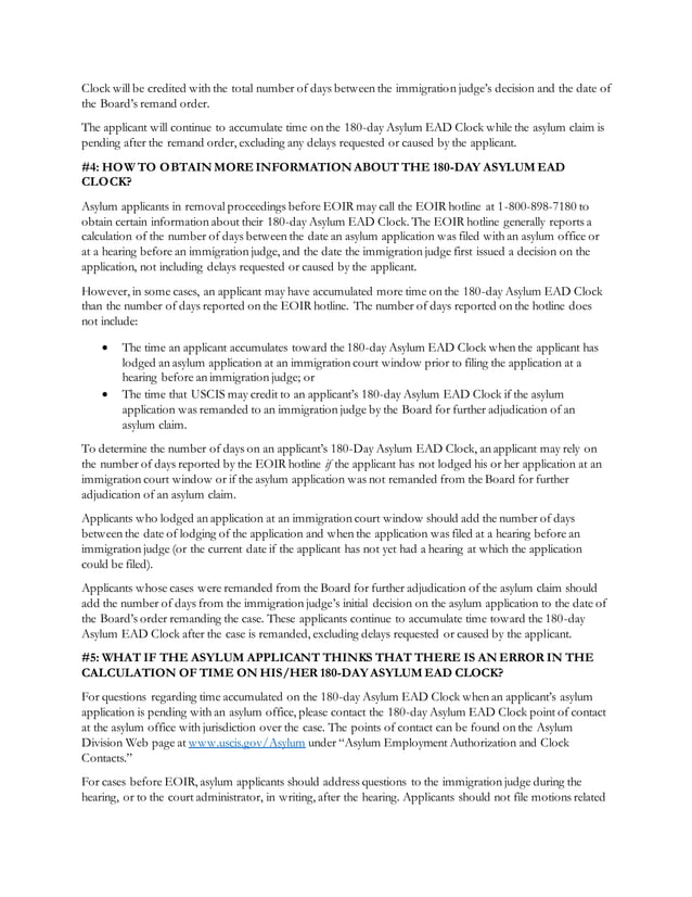 FIVE THINGS ASYLUM APPLICANTS SHOULD KNOW ABOUT THE 180-DAY ASYLUM EAD ...