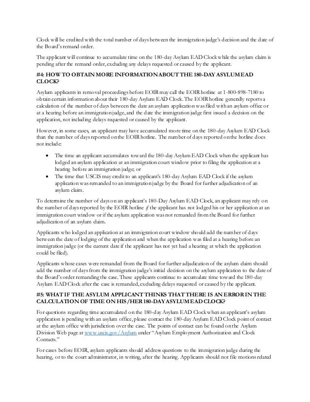 Five Things Asylum Applicants Should Know About The 180 Day Asylum Ea…