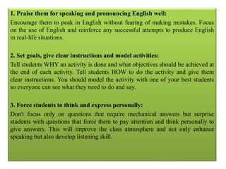 Five Tips to help Students Speak in English | PPTX