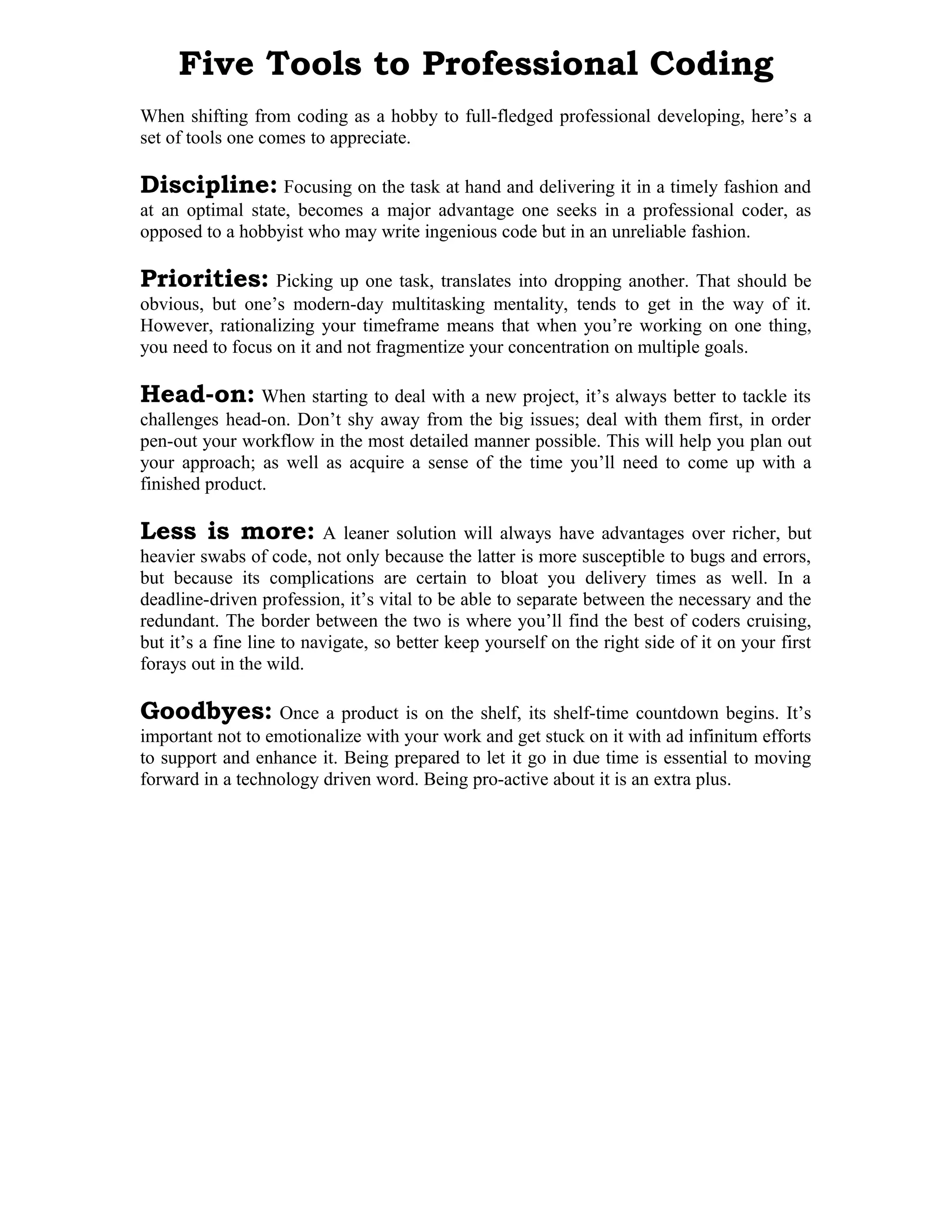 Five tools to professional coding | DOC