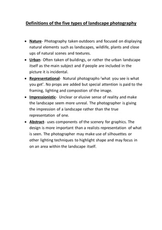 Five types of landscape photography | DOCX