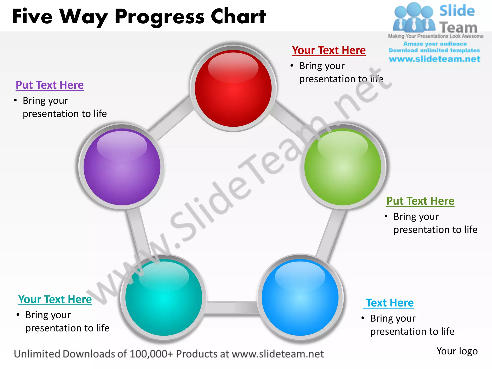 Five way progress chart powerpoint templates 0712 | PPT