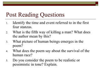 Five Ways To Kill A Man | PPT